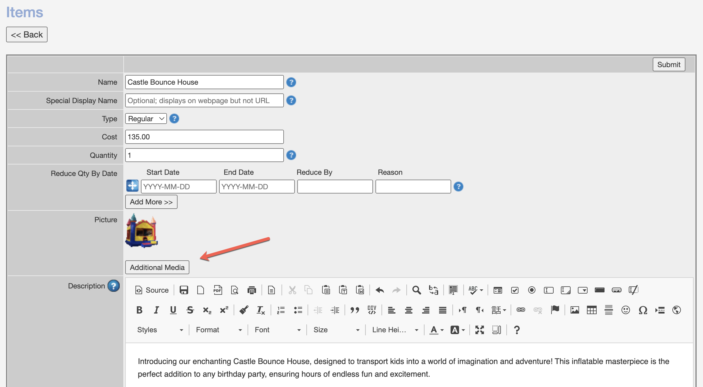 Additional Media for Products – Event Rental Systems
